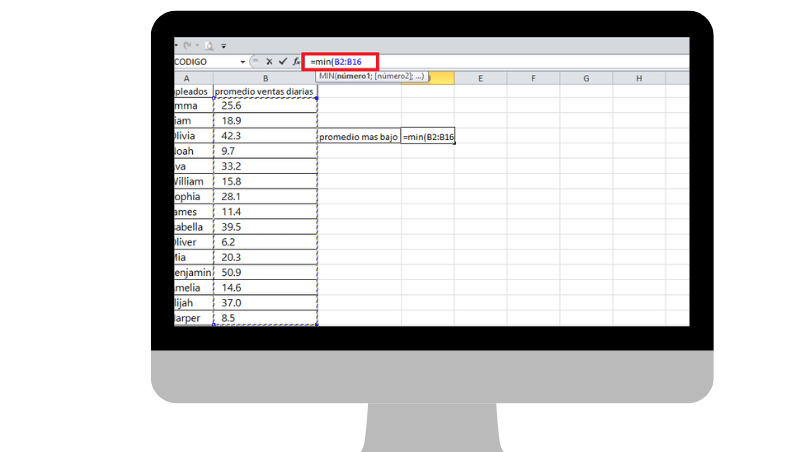 ¿Cómo usar la función MIN en Excel? - Aplica la función MIN como un ...